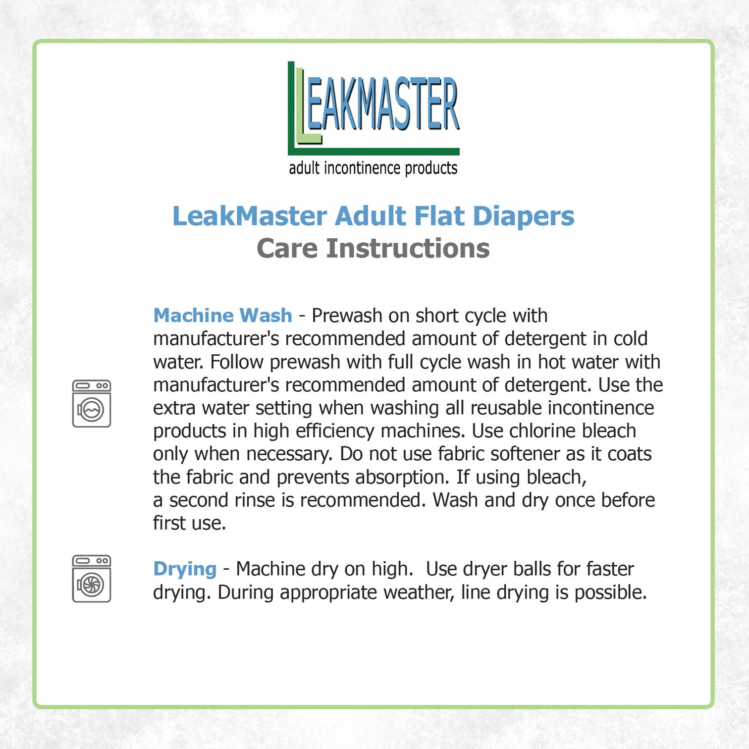 LeakMaster "Purity" Adult Gauze Weave Flat Cloth Diapers ...